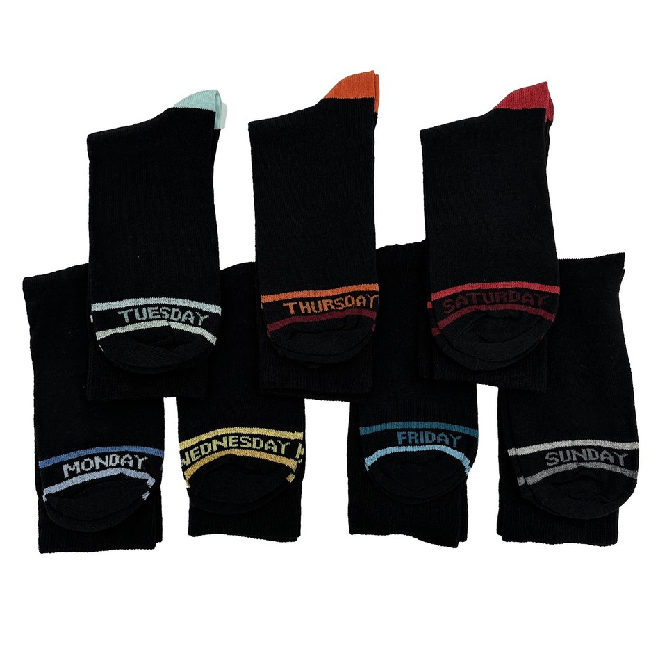 Mens M&S Socks 7 Pairs Cool & Fresh Fun Days of the Week Gift Black ...