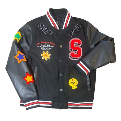 Bleecker & Mercer Jacket Men’s Medium Black Embroidered Varsity ...