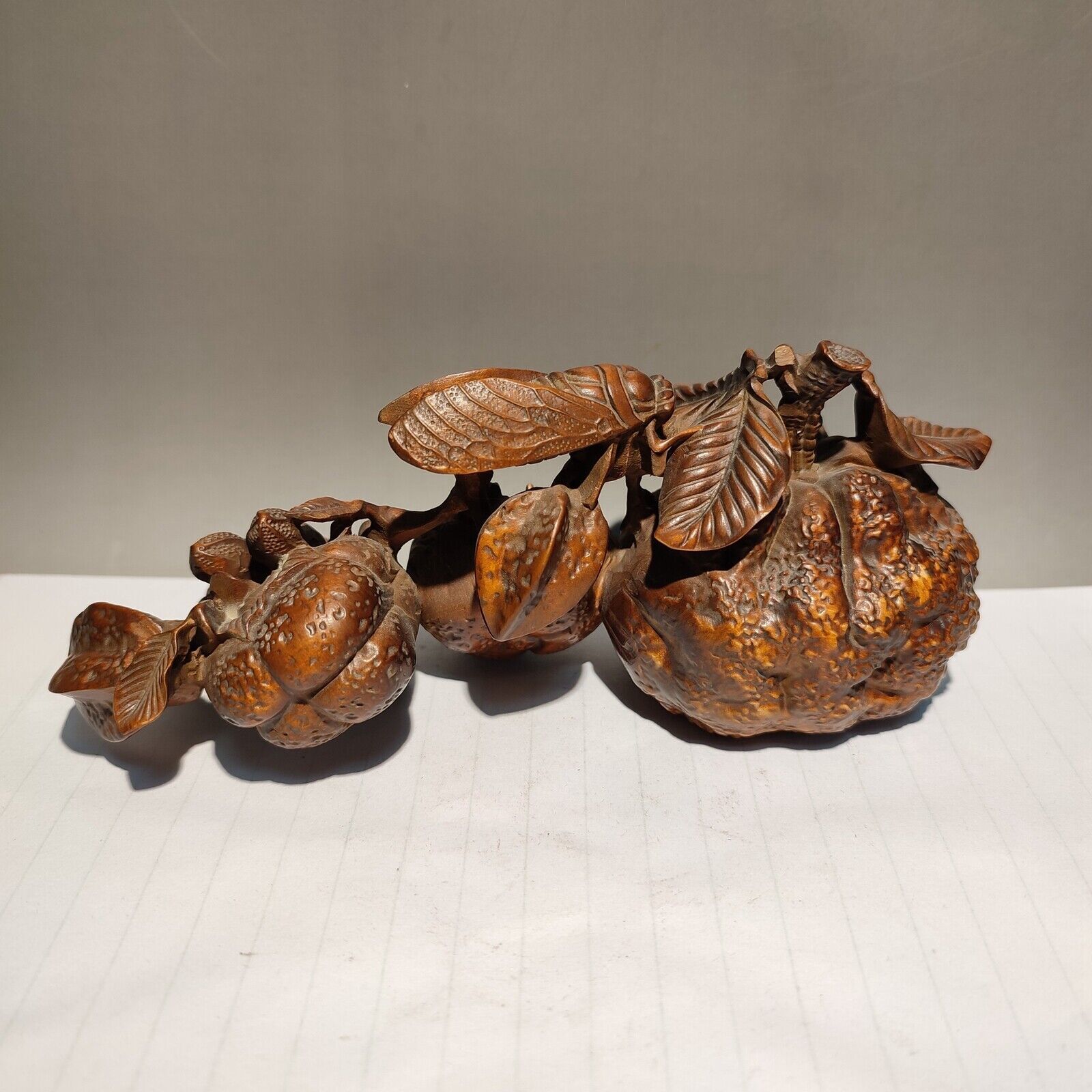 chinese wooden carving Cicada sculptures carved home decor peanut ...