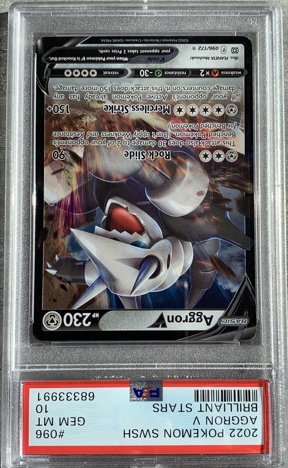 Pokémon Card Aggron V Ultra Rare PSA 10 Gem Mint, Brilliant Stars #096 ...