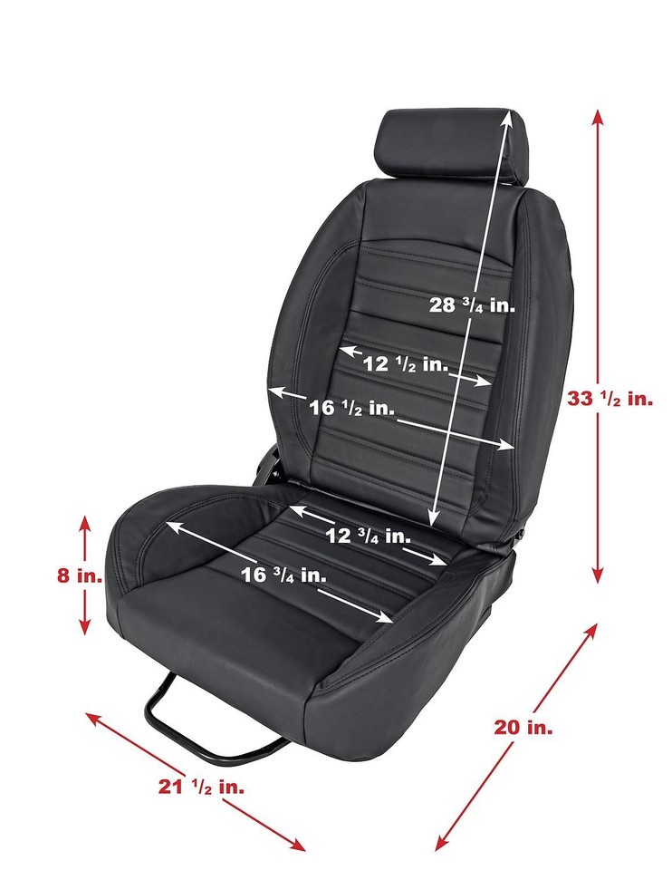 JEGS Retro Low Back Reclining Bucket Seat with Headrest, Left/Driver Side