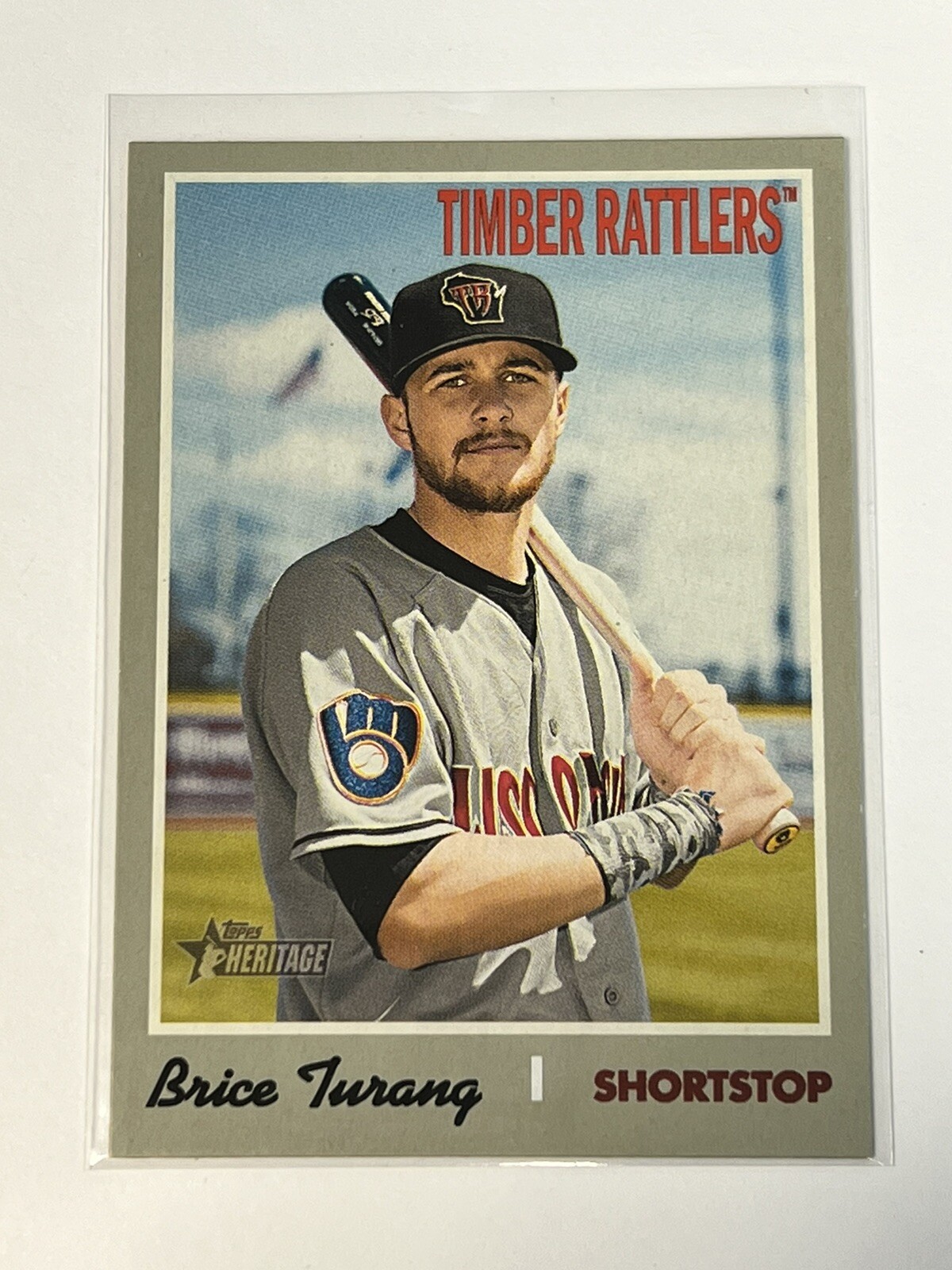 2019 Topps Heritage Minor League Brice Turang #137 Milwaukee Brewers RC ...