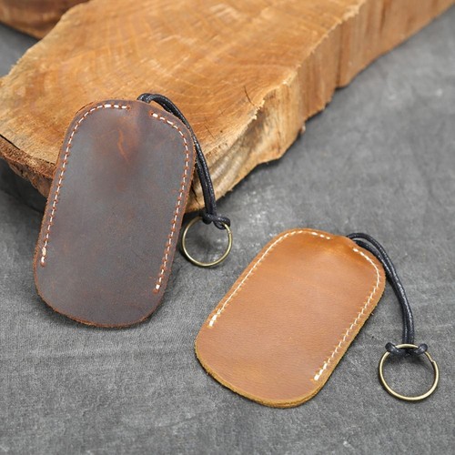 Portable Key Case Crazy Horse Leather Keychain High-quality Key Ring ...