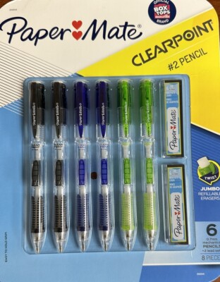 Papermate Clearpoint Mechanical Pencil 0.7mm Multi Color 6pk + 2pk Lead ...