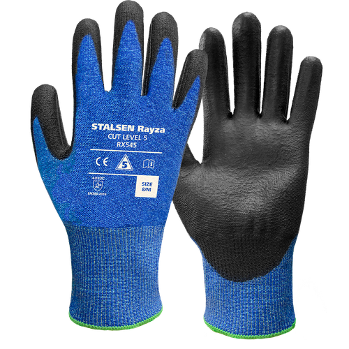 10x Stalsen Rayza RX545 Cut Level 5 Grip HPPE Safety Work Gloves Size S ...