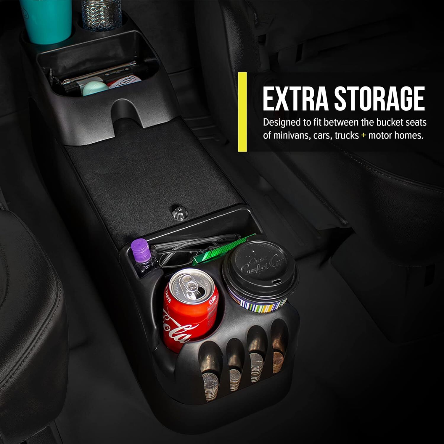 Universal Car Center Console Storage Organizer with Cup Holder for Cars ...