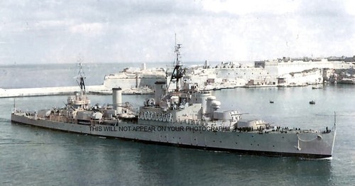 ROYAL NAVY CROWN COLONY CLASS CRUISER HMS BERMUDA AT MALTA IN 1954 | eBay