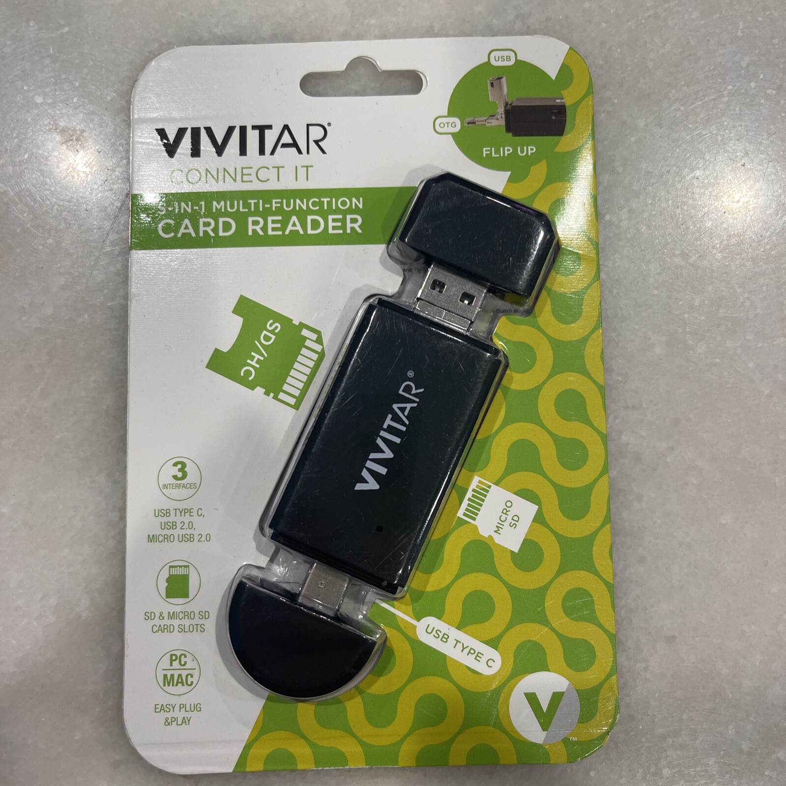 Vivitar Connect It 5-in-1 Card Reader PC-Mac SD & Micro SD - USB-A and ...