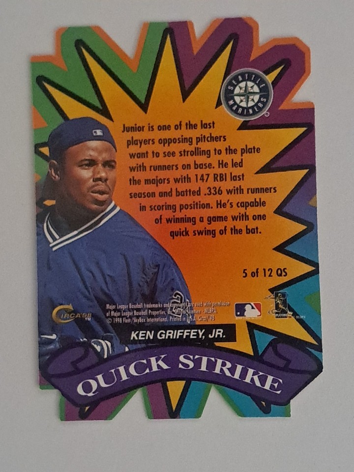 1998 Fleer Skybox Circa Thunder Ken Griffey Jr. Quick Strike Die-Cut #5 ...