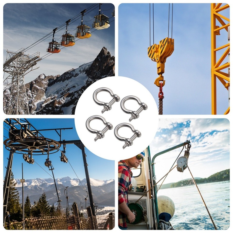 4pcs Stainless Steel Shackle Metal Shackle Lifting D-Shaped Steel ...