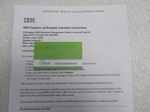 90Y3901 - IBM Lenovo IMM2 Advanced Upgrade - FOD - electronic delivery | eBay