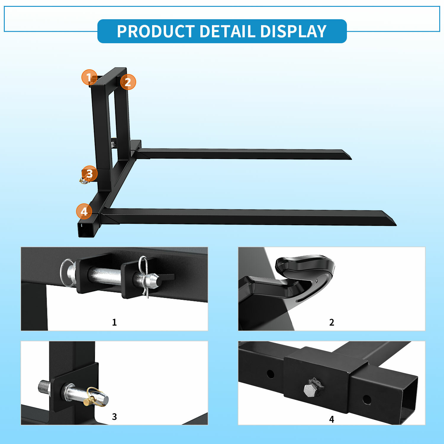 3 Point Hitch Pallet Fork Attachments for Category 1 Tractor Skid Steer ...