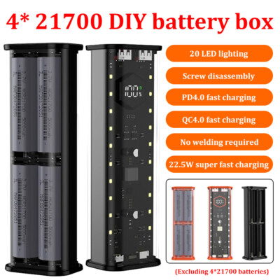 DIY Power Bank Shell Kit PD 22.5W Fast Charging Case Box for 4x 21700 ...