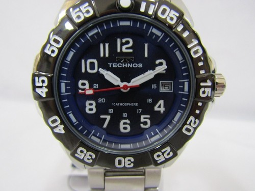 Technos Watch Quartz Men's Blue Dial Swiss Made Round Vintage T9B92TN With Box | eBay