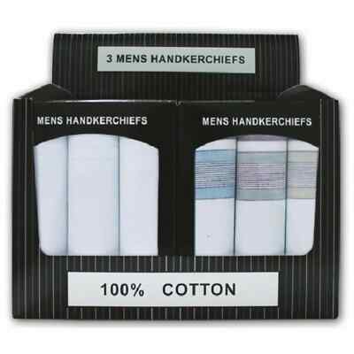 3 pack Mens Hankies Gents Large Hankerchiefs PRESENTATION BOX 100% ...