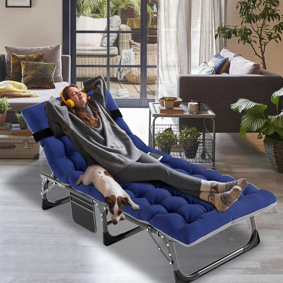 Outdoor Camping Cot 4 Position Adjustable Folding Bed Removable ...