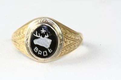 EDWARDIAN ANTIQUE EARLY 1900'S 14K GOLD PLATINUM INLAY BPOE ELKS CLUB ...