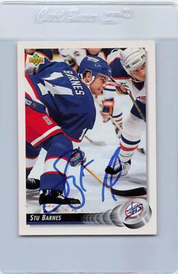 1992/93 Upper Deck #426 Stu Barnes Jets Signed Auto *G6598 | eBay