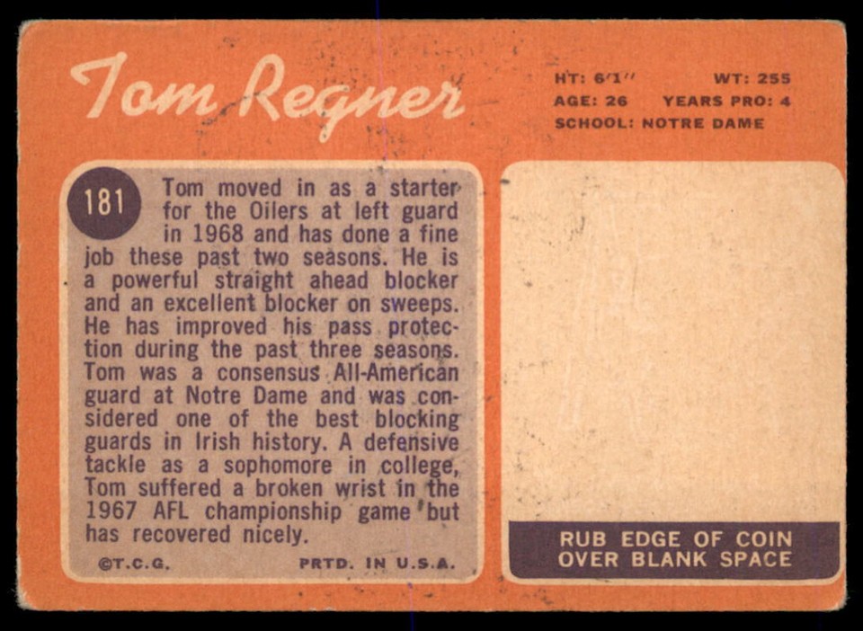 1970 Topps #181 Tom Regner | eBay