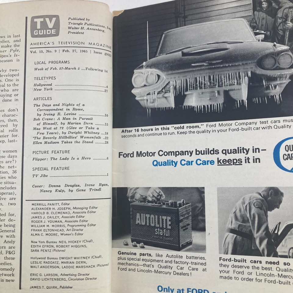 TV Guide Magazine February 27 1965 #622 Donna Douglas Kansas City Ed ...