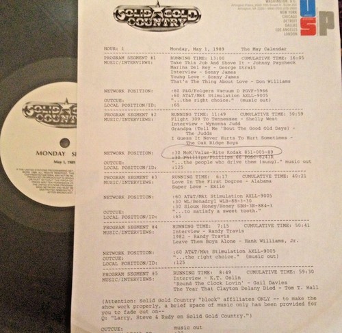 RADIO SHOW: SOLID GOLD COUNTRY MAY 5/1/89 JOHNNY PAYCHECK,SHELLY WEST ...