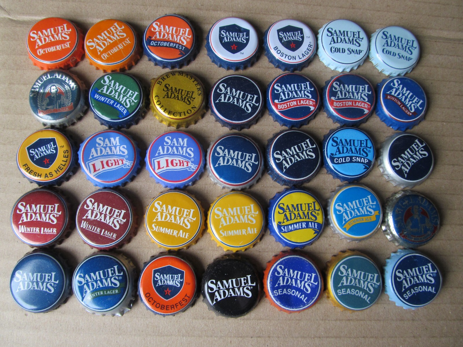 35 DIF SAM ADAMS MOST 2 & 3 OF A KIND SAMUEL ADAMS BOSTON BEER CAPS B ...