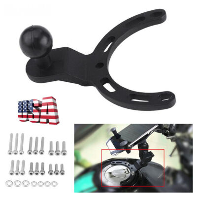 1x Adjustable Black Motorcycle Tank Cap Phone Mount Bracket Holder w ...