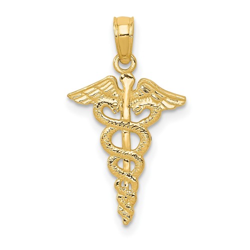 10k Yellow Gold Caduceus Pendant | eBay