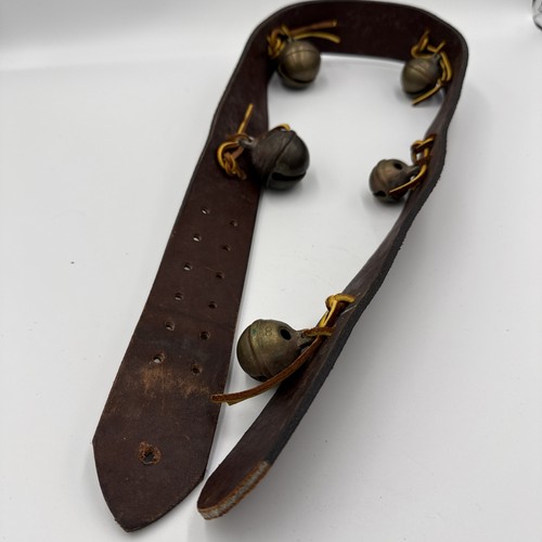 Vintage Sleigh Bell Strap 5 Brass Numbered Bells Oil-Tanned Harness ...