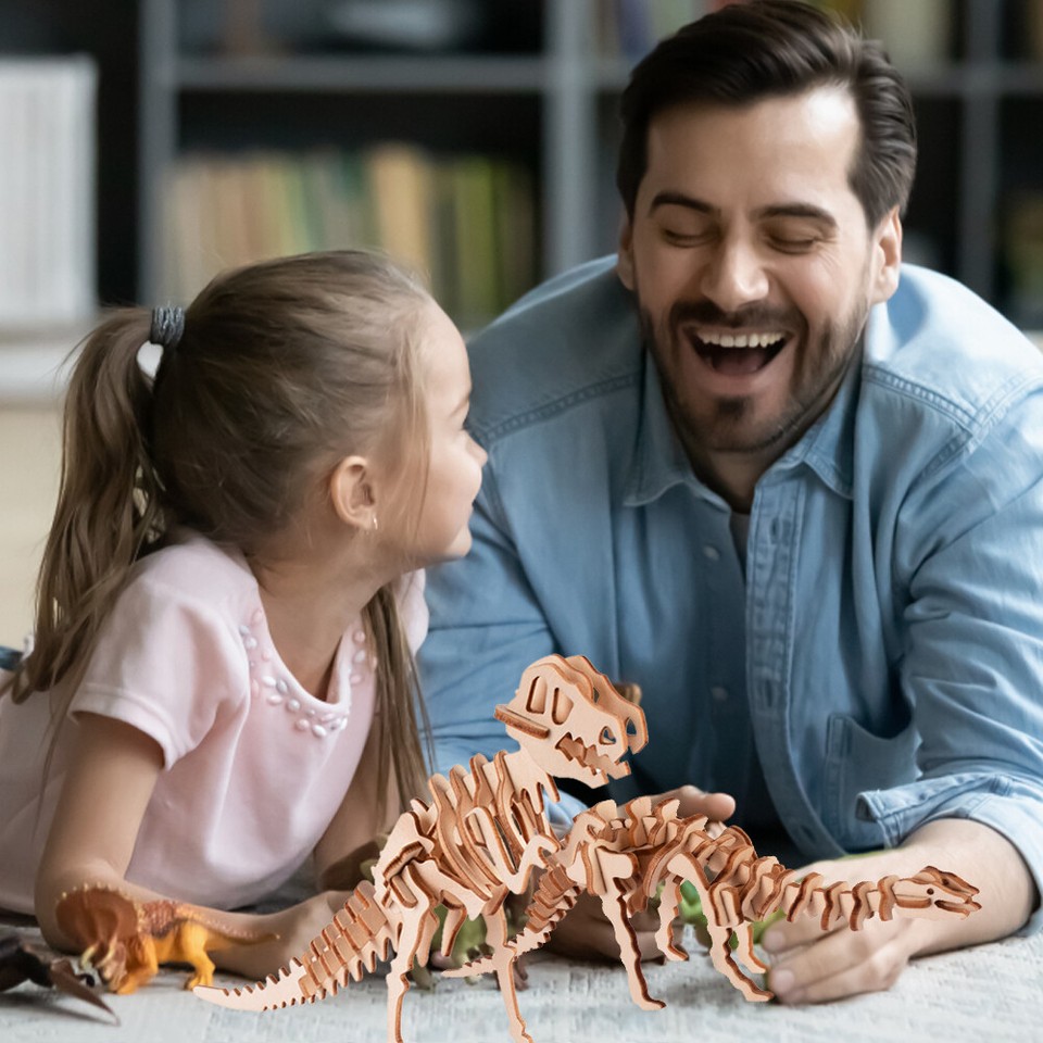 3D Wooden Puzzle Simulation Dinosaur Diplodocus Assembly DIY Model Toy ...