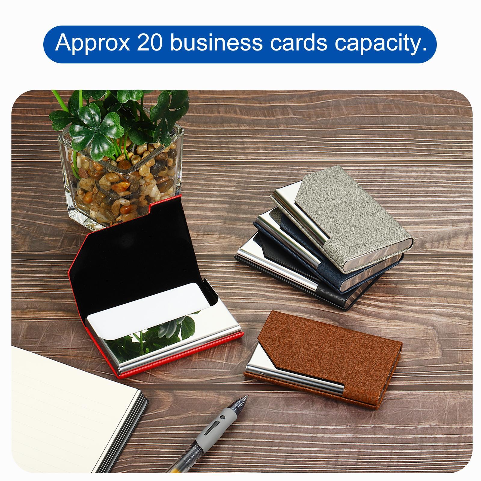 PU Leather Business Card Holder Flip Slim Pocket Name Card Cases Black ...