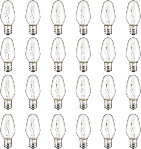 24 Pack C7 Clear Light Bulbs, 15 Watt Night Light Bulbs Dimmable, E12 ...