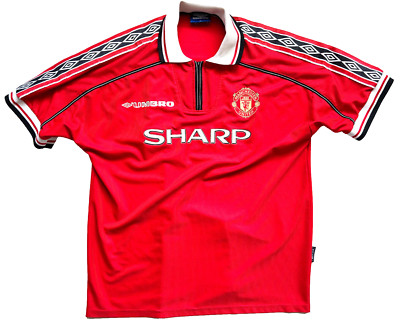 Manchester United Sharp Umbro Football Soccer Vintage Red Shirt Jersey ...