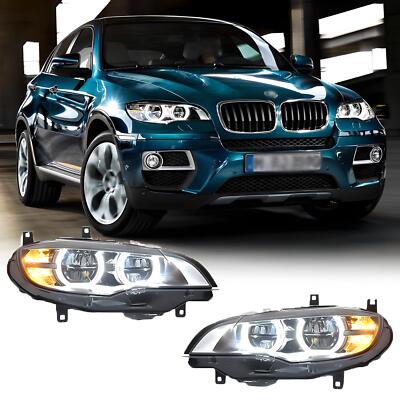 Pairs For 2007-2013 BMW X6 E71 Xenon Adaptive LED Headlights Assembly W ...