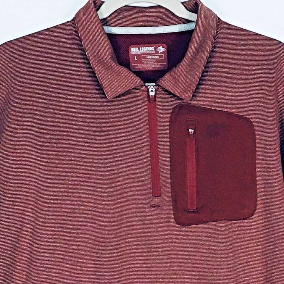Reel Legends Freeline Polo Shirt Mens L Brown Vented Short Sleeve ...
