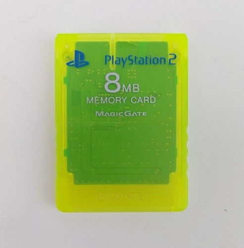 PS2 Yellow Green Lime Memory Card 8MB NTSC Rare Authentic Magic Gate ...