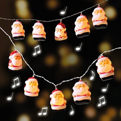 Singing Santa String Lights with Motion Sensor Father Christmas ...