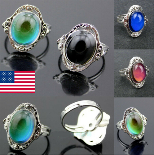 Magic Stone Mood Ring Adjustable Women Temperature Change Color Oval ...