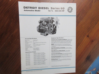 Detroit Diesel Series 60 Engine Sales Brochure 2 Page | eBay Australia