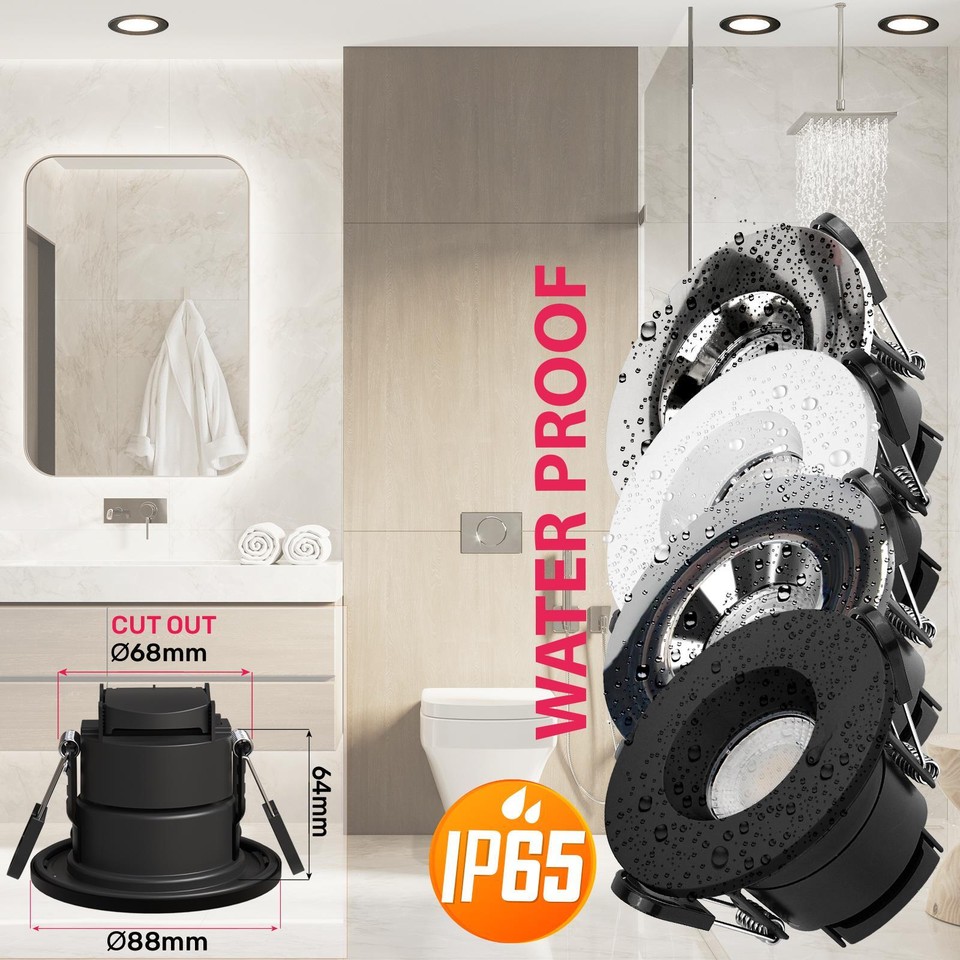 LED Fire Rated Downlight CCT Recessed Dimmable Ceiling Spotlights IP65 ...