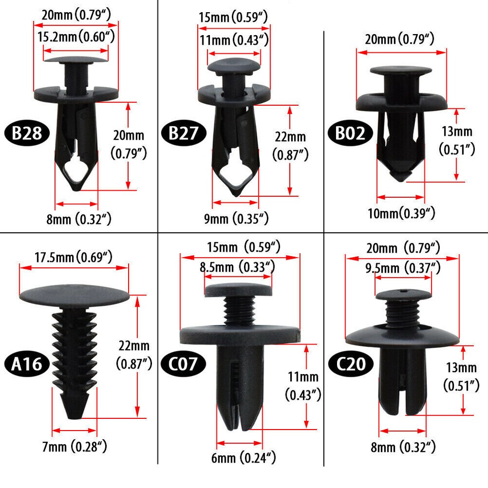 190Pcs Car Auto Fender Panel Retainer Fastener Push Pin Rivet Trim ...