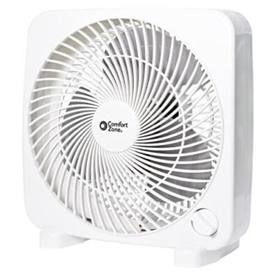 Comfort Zone CZ9BWT Portable 9-inch 3-Speed Quiet Box Fan for Home in ...