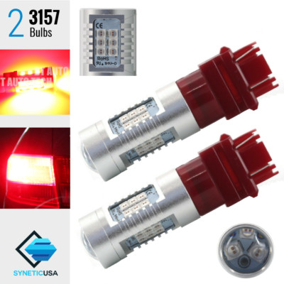 2x 3157/4057 SMD Dual Filament 50W Bright Red Brake Stop Tail LED Light ...