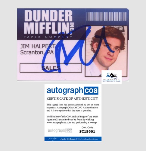 JOHN KRASINSKI AUTOGRAPH SIGNED PLASTIC ID CARD THE OFFICE JIM HALPERT ...