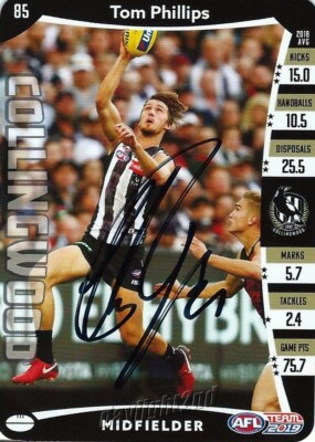 Signed 2019 COLLINGWOOD MAGPIES AFL Card TOM PHILLIPS | eBay Australia