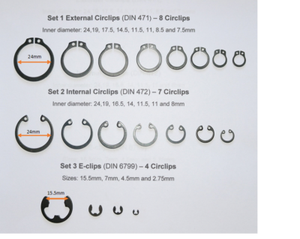 Assortment Sets Circlips Tapered-section and E-clips ( C-clips or Jesus ...