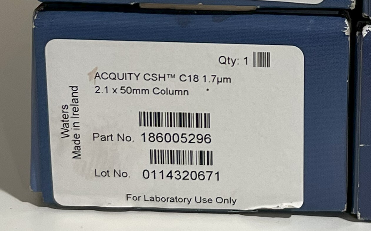 ACQUITY UPLC 186005296 CSH C18 Column, 130Å, 1.7µm,2.1 mmX50mm, 1/pk ...