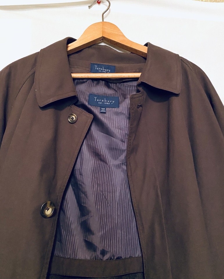 Turnbury Men’s Trench Coat Jacket Overcoat Army 52R Coat Removable ...