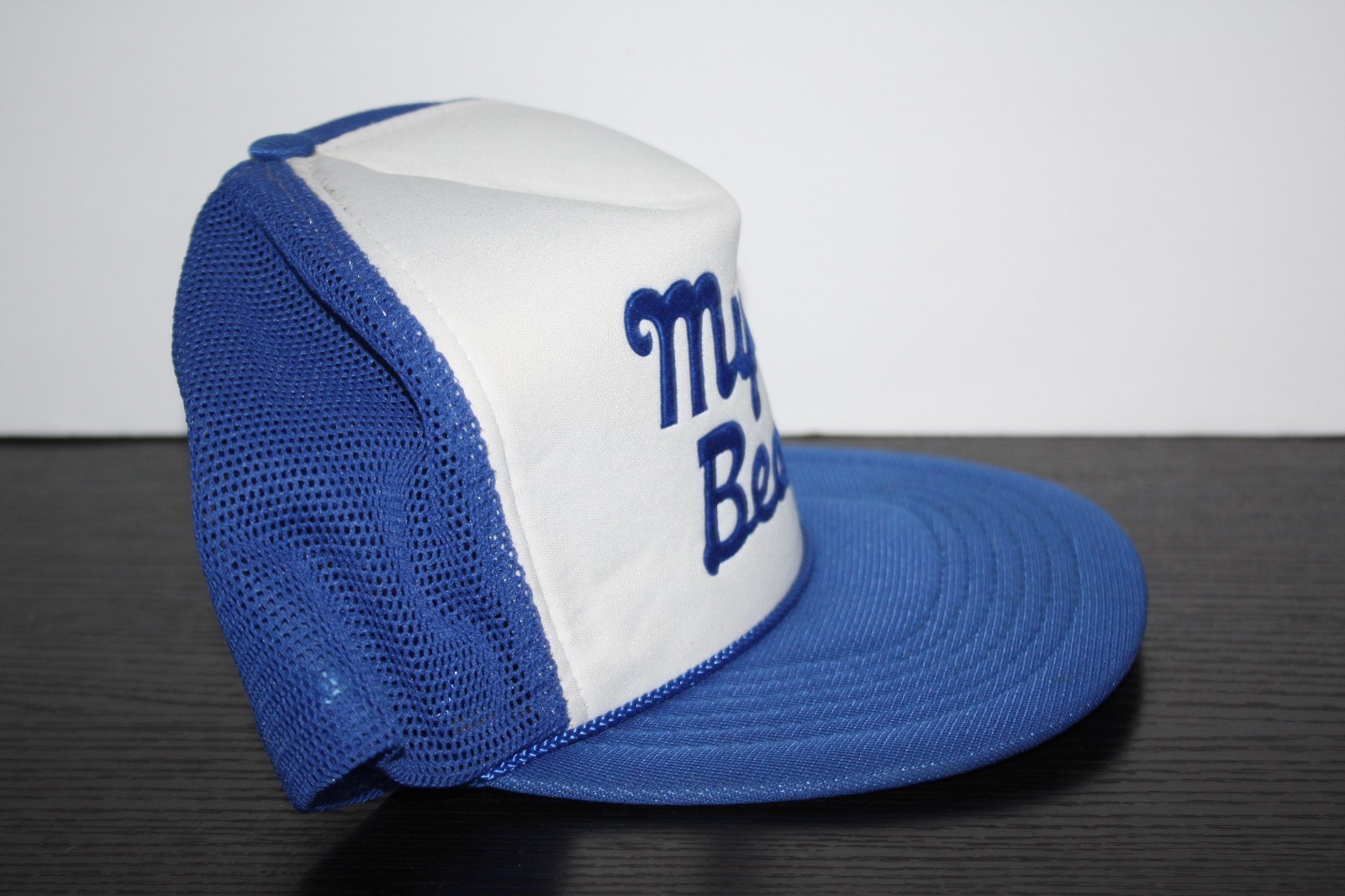 VTG Myrtle Beach Trucker Mesh Snapback Hat Cap Blue Beach Summer White ...