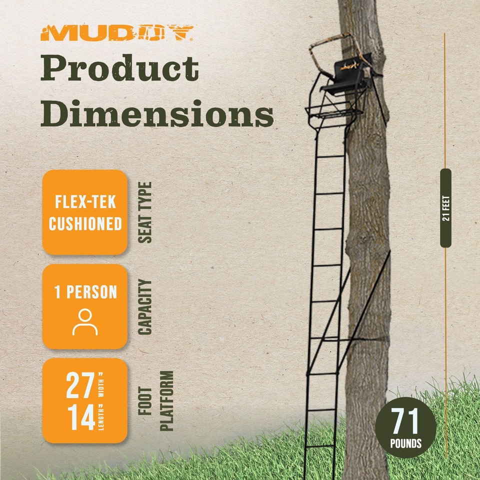 Muddy The Stronghold 1.5 Deer Hunting Ladderstand Climbing Tree Stand ...